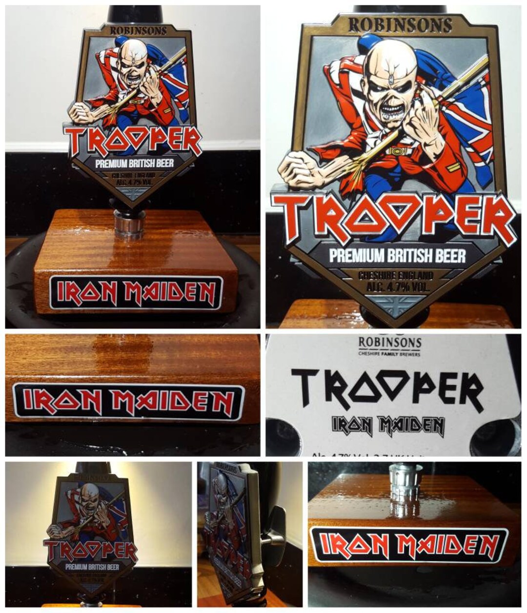 Iron Maiden Trooper Beer Dummy Hand Pull Pump Clip Display. Porcelain ...