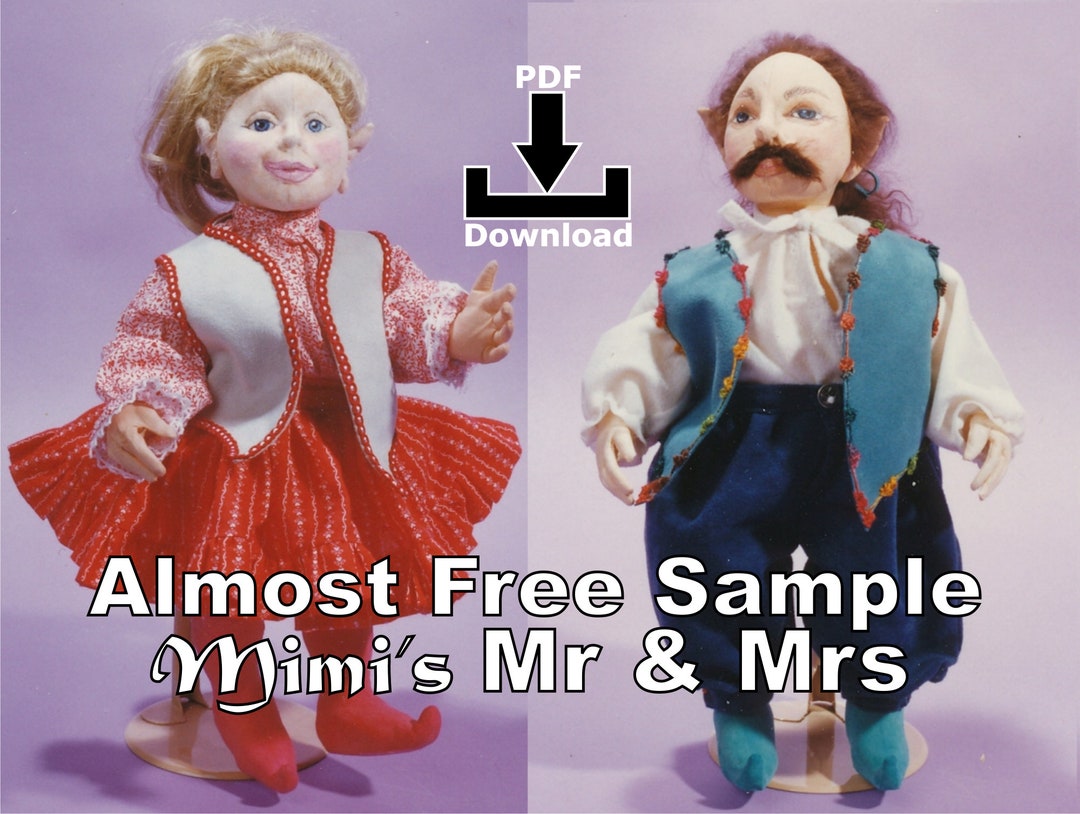 Almost Free Sample Mimi's Mr & Mrs Precision Cloth Doll Pattern PDF ...