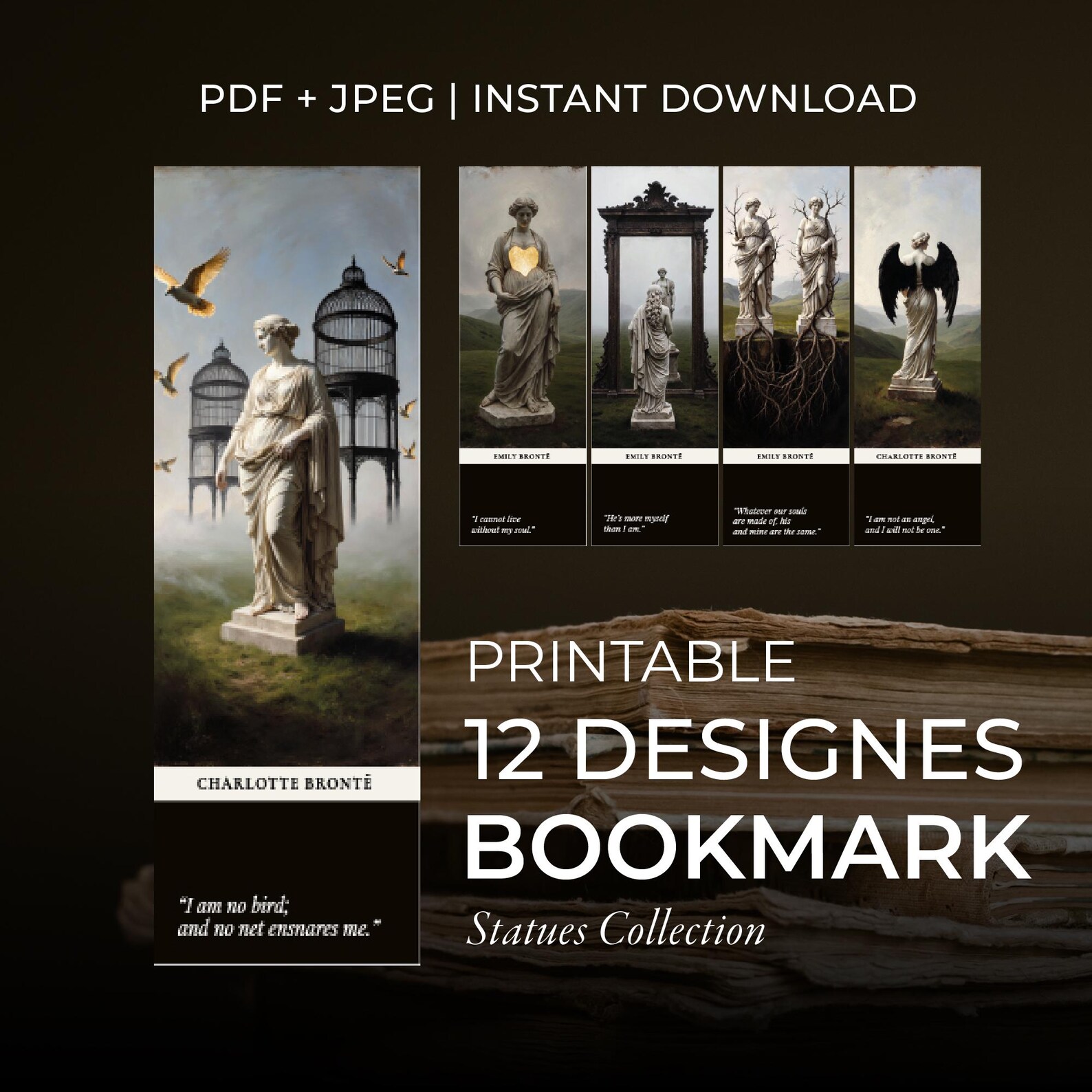 Jane Austen Brontë Inspired Bookmark Set | Dark Academia Gothic Romance ...