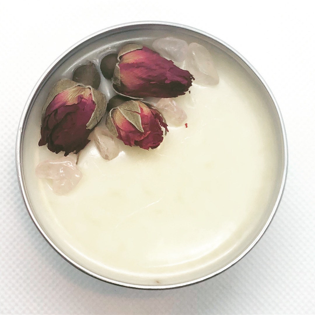 SOLID PERFUME SALVE Rose Vanilla Bean Rose Quartz Crystals Organic 60ml ...