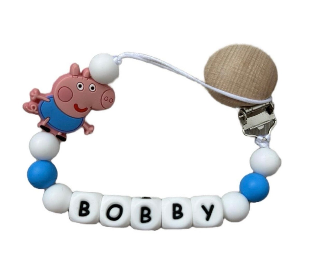 PERSONALISED Dummy Chain Dummy Holder Dummy Clip Personalised Gift Blue ...