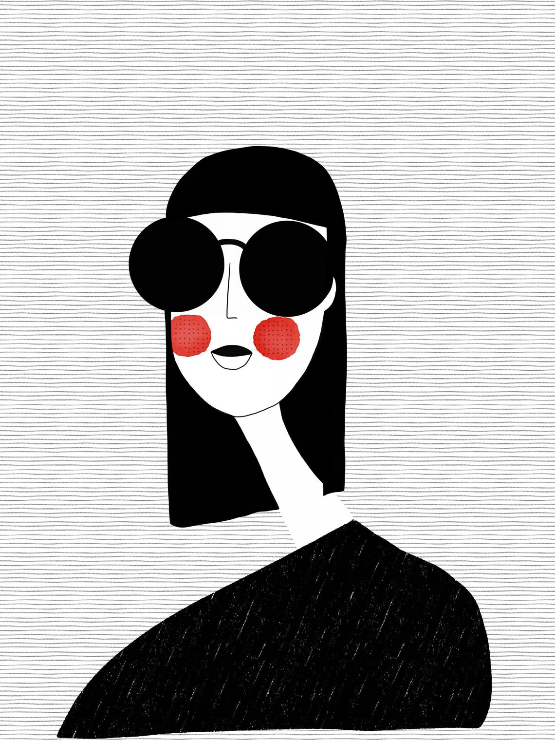 Long Neck Girl With Sunglasses- Wall Art Print - Etsy UK