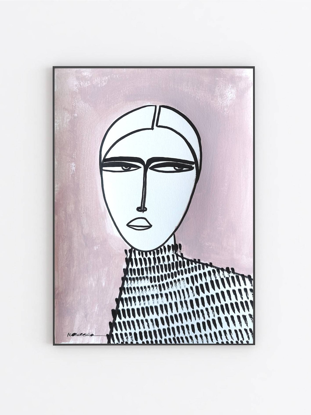Girl on Dusky Pink Original Artwork and Prints by Monneeshka - Etsy