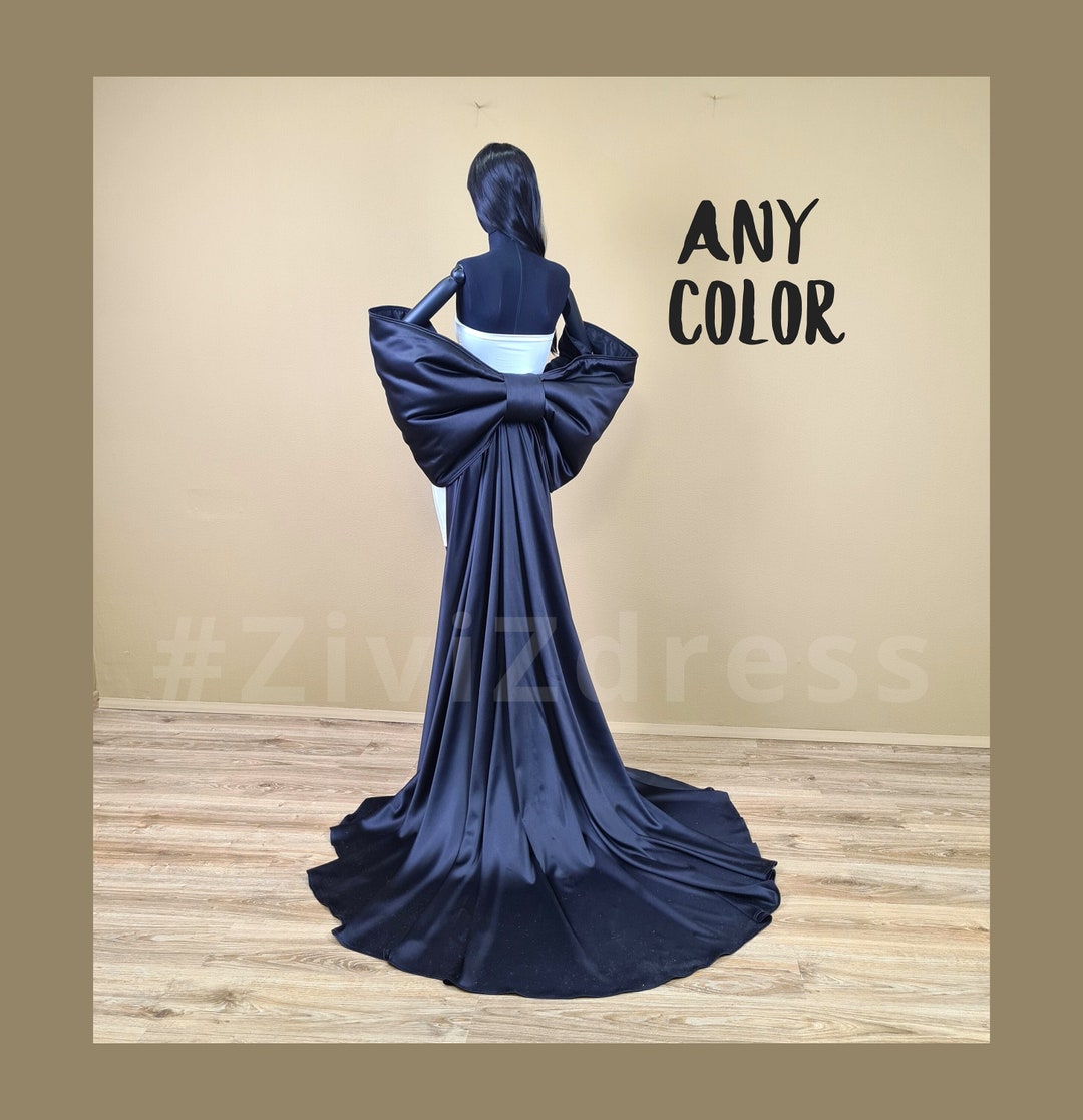 Satin Bow Sleeve Train, Transformer Removable Bow Train, Long Train Bow ...