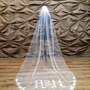 Personalised Bridal Veil, Wedding Veil With Initials, Personalised Veil ...
