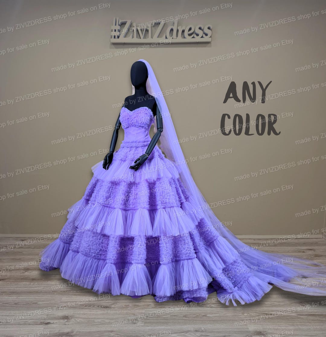Lilac Ball Wedding Dress: Corset Princess Lilacs Gown, Purple Puffy ...