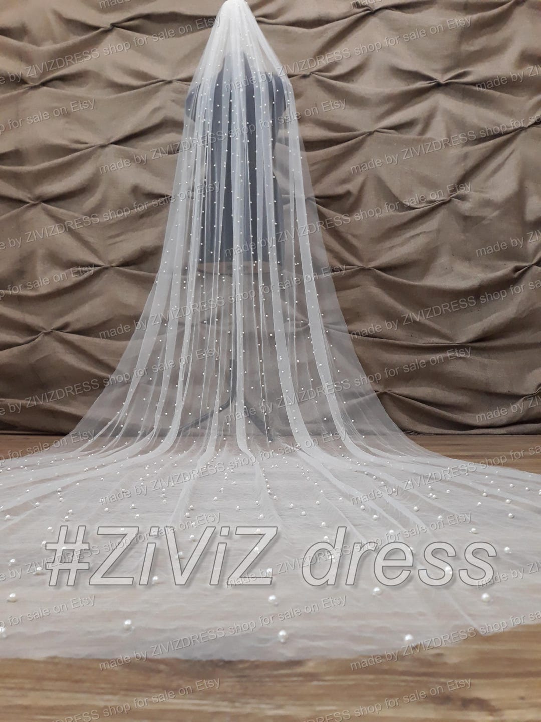 Cathedral Wedding Veil With Pearls: Boho Bridal Vail (120 Inch) - Etsy