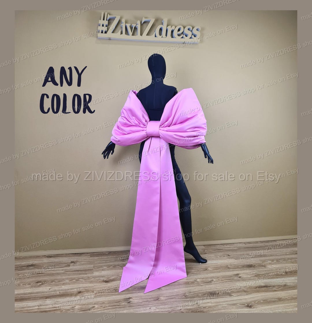 Satin Giant Dress Bow, Pink Big Dress Bow, Long Bridal Bow With Tails ...