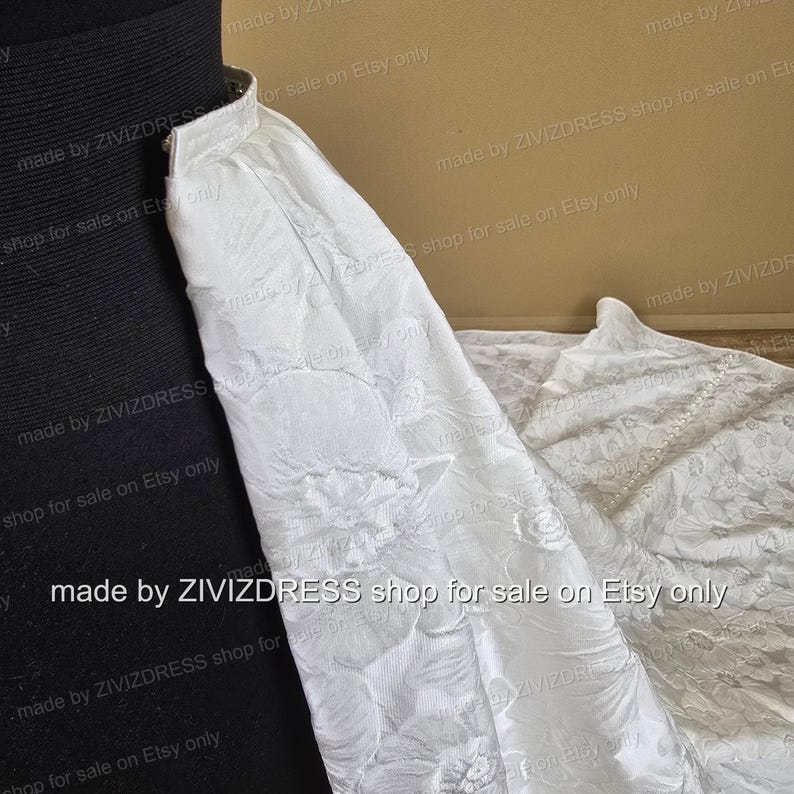 Jacquard Detachable Wedding Overskirt: Bridal Floral Skirt, Off-white ...