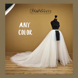 Detachable Tulle Train, Bridal Tulle Train, Wedding Tulle Overskirt ...