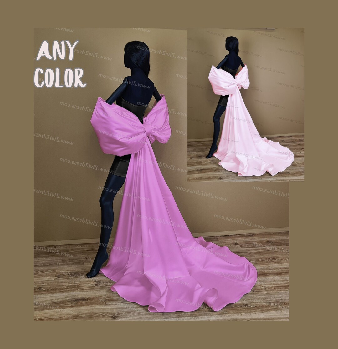Pink Satin Big Bow, Transformer Bow Train, Removable Bow for Dress ...