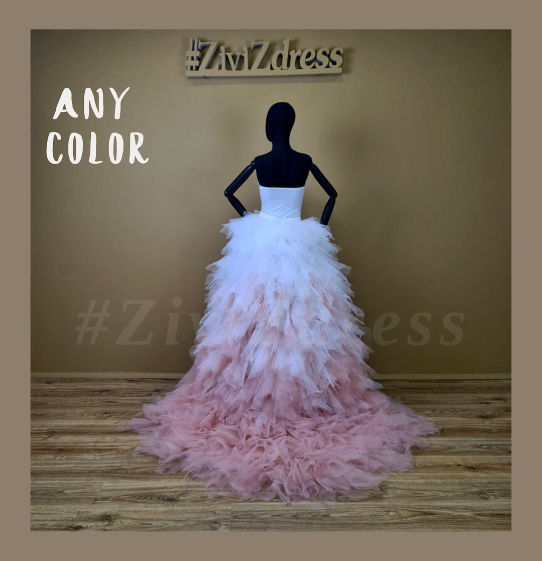 Ombre Detachable Train, Puffy Tulle Skirt, Bridal Removable Train Skirt ...