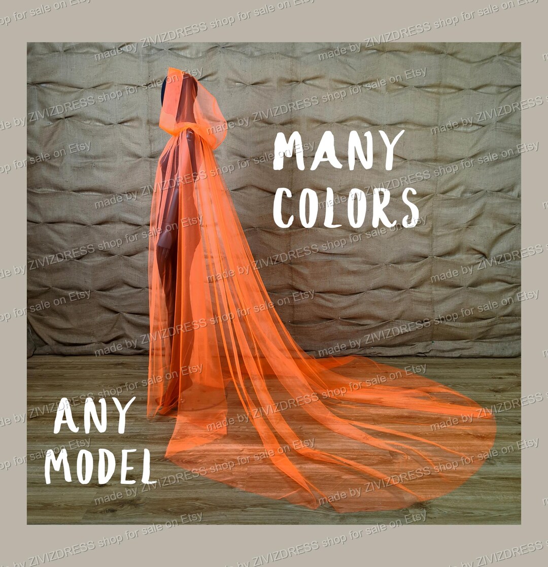 Orange Tulle Cape With Hood: Halloween Costume, Chapel Mantilla - Etsy