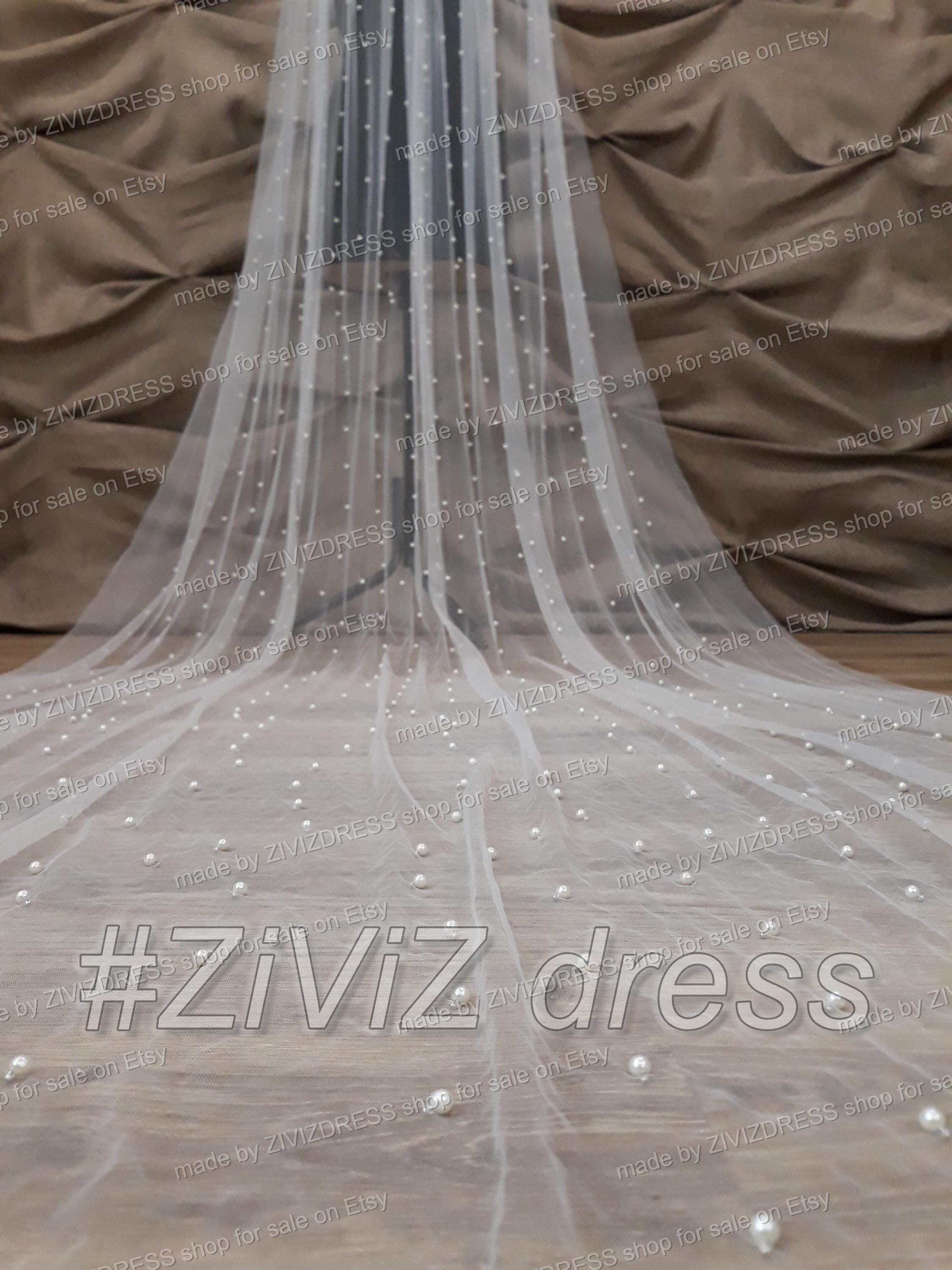 Cathedral Wedding Veil With Pearls: Boho Bridal Vail (120 Inch) - Etsy