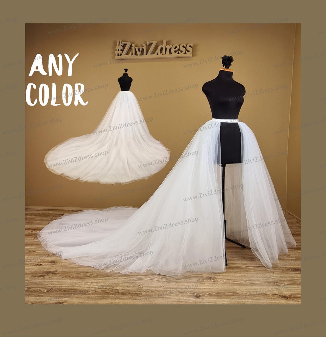 Detachable Tulle Train, Bridal Tulle Train, Wedding Tulle Overskirt ...