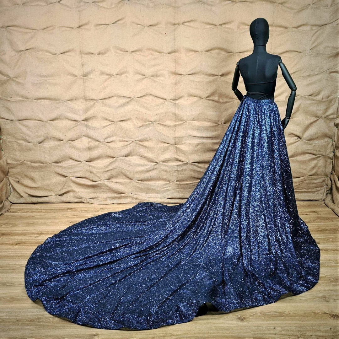 Blue Glitter Detachable Train-skirt Wedding Glitter Skirt - Etsy