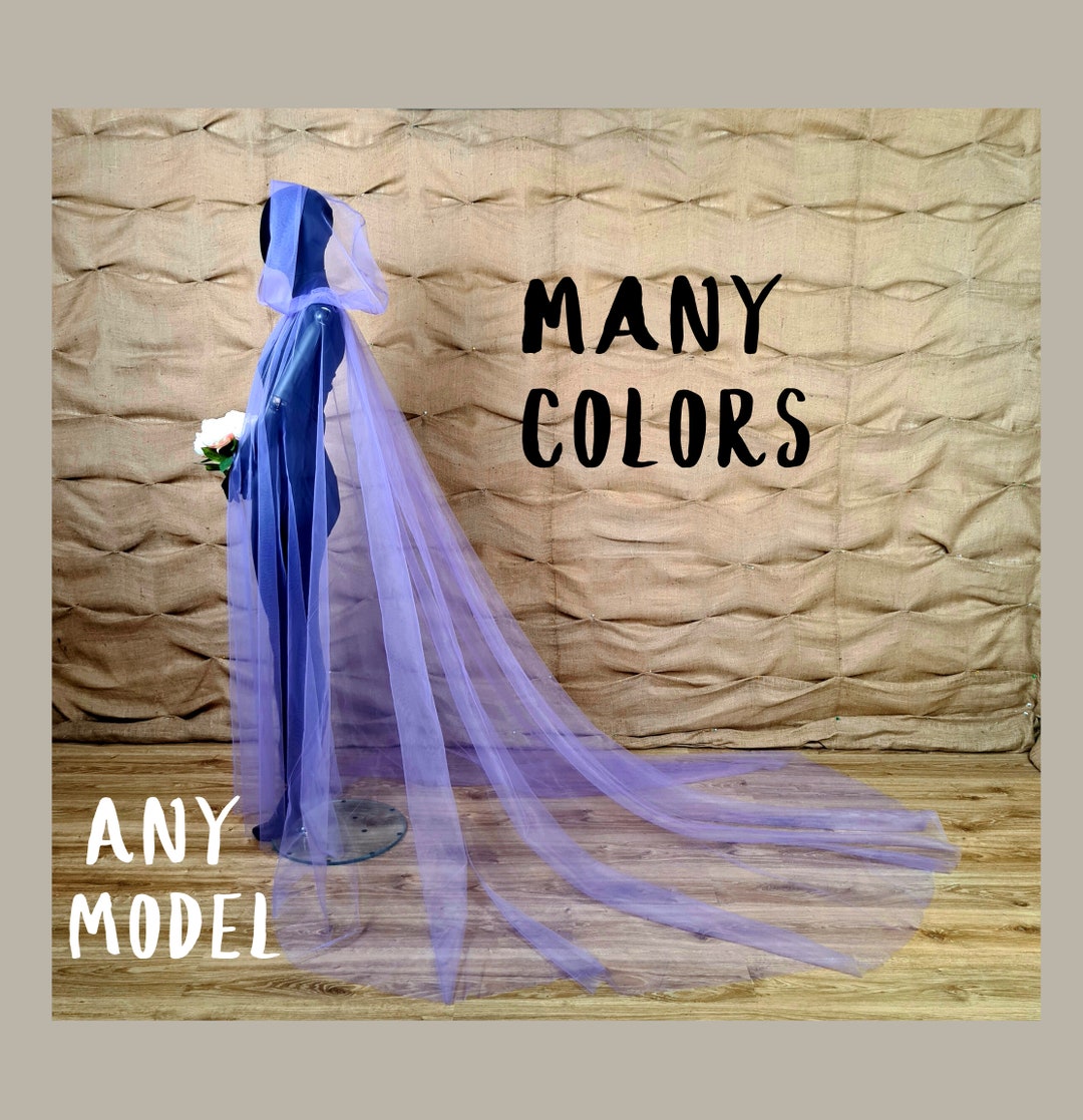 Lilac Cape, Lavender Tulle Cape, Tulle Cape Hood, Lilac Mantilla ...