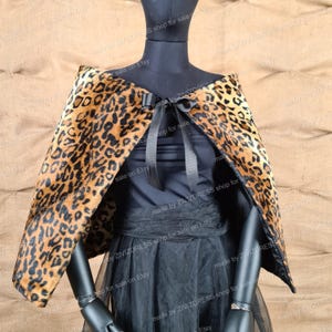 Faux Leopard Print Fur Cape, Fur Animal Print Stole, Wraps Faux Fur ...