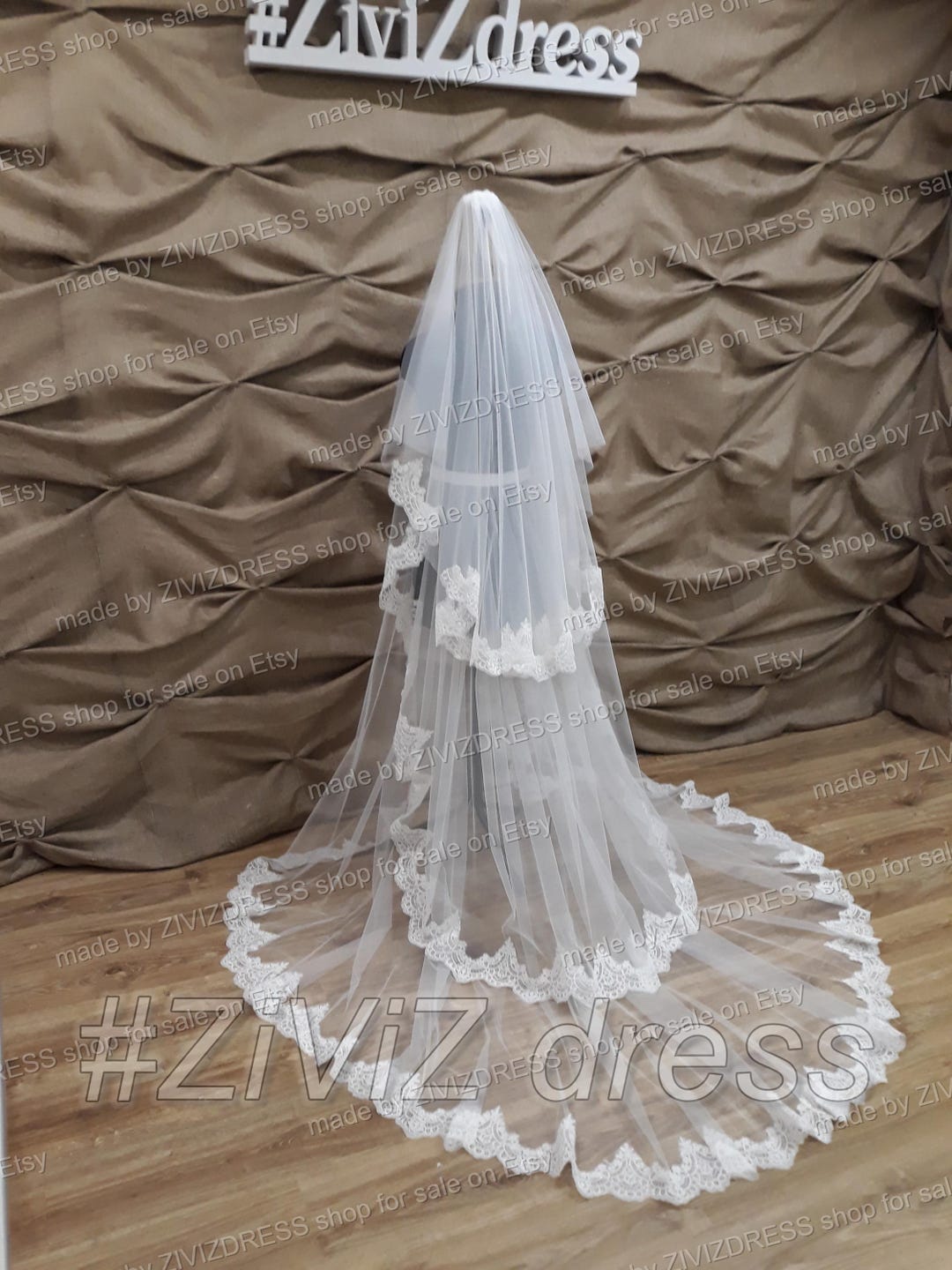Lace Bridal Detachable Train & Veil. Wedding Lace Train and Veil ...