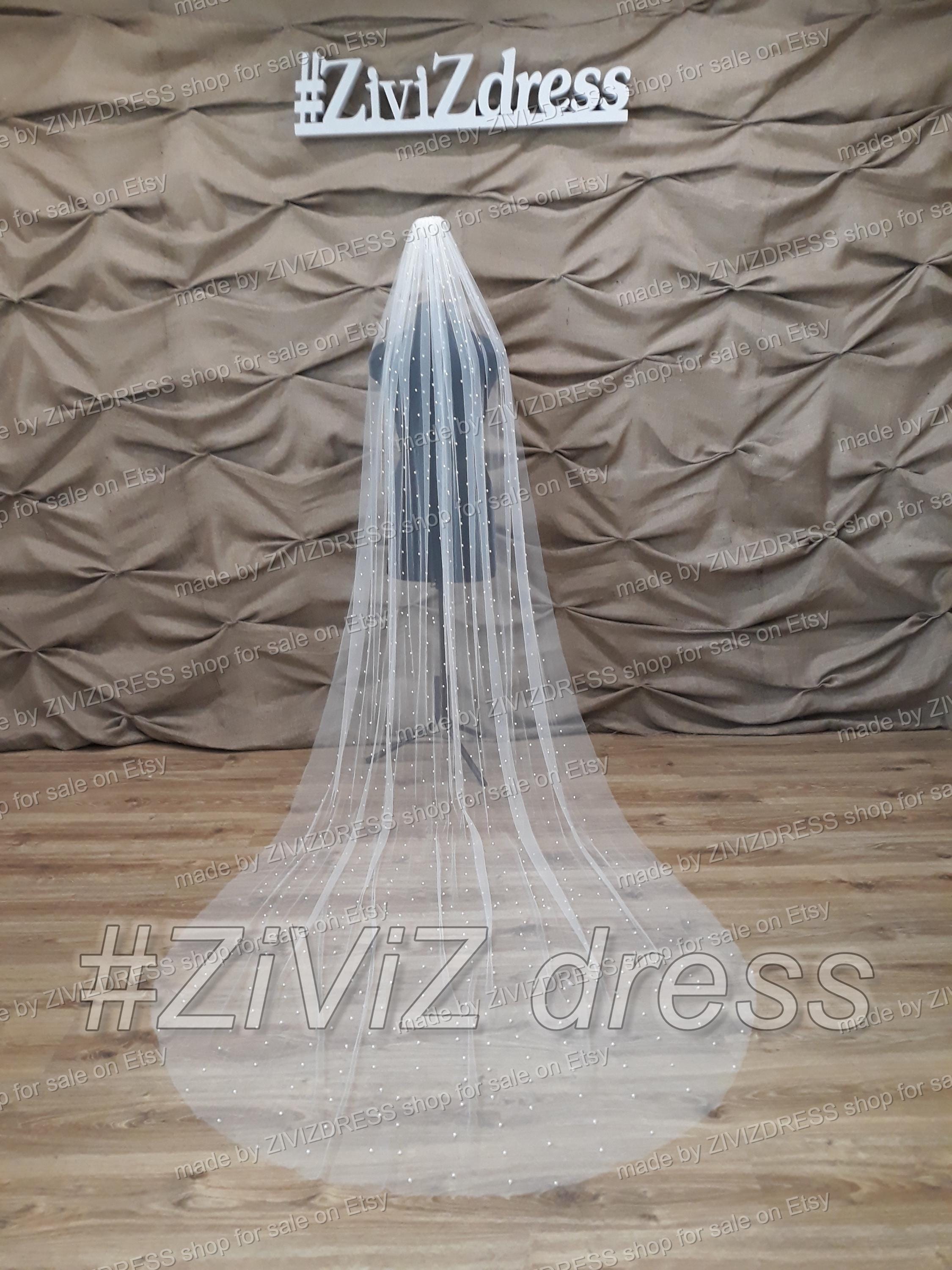 Cathedral Wedding Veil With Pearls: Boho Bridal Vail (120 Inch) - Etsy