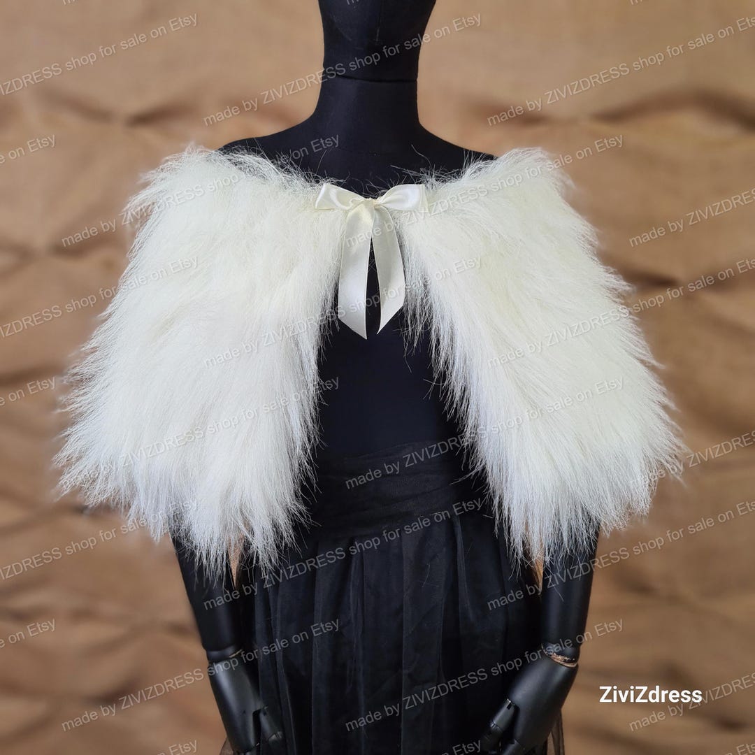Faux Fur off White Wrap, Fur Ivory Stole, Ivory Fur Wrap, Fur Wedding ...