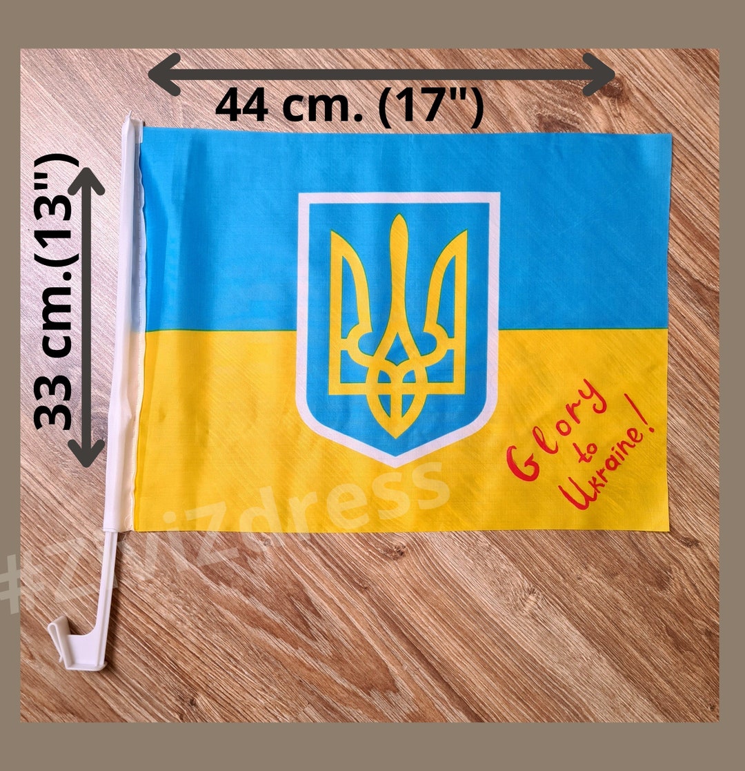 Ukrainian Flag With Car Mount, Handpainted Ukrainian Flag, Ukrainian ...