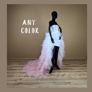 Ombre Detachable Train, Puffy Tulle Skirt, Bridal Removable Train Skirt ...