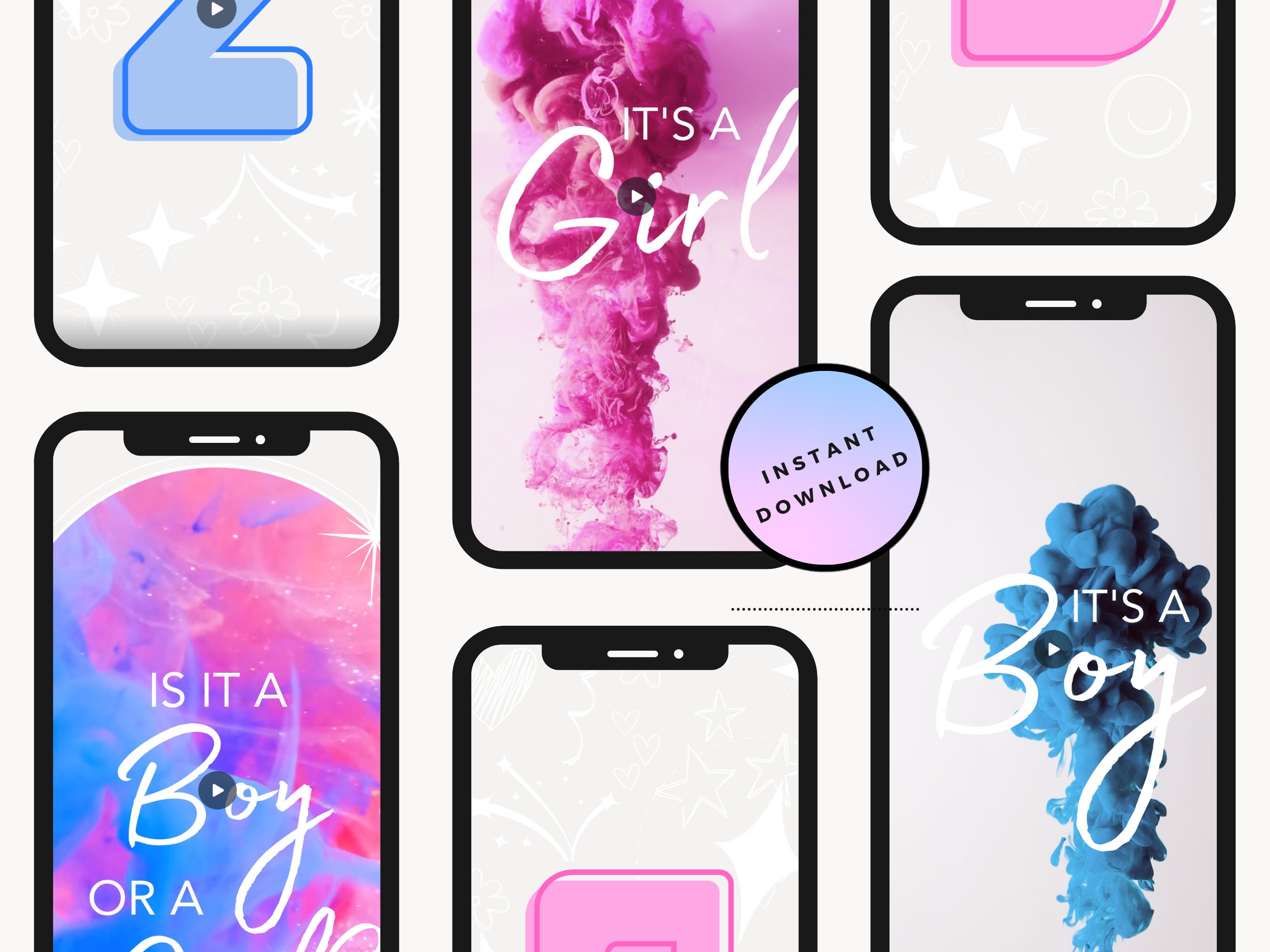 Its A Girl Gender Reveal Video Digital Download Gender Reveal Announcement Confetti