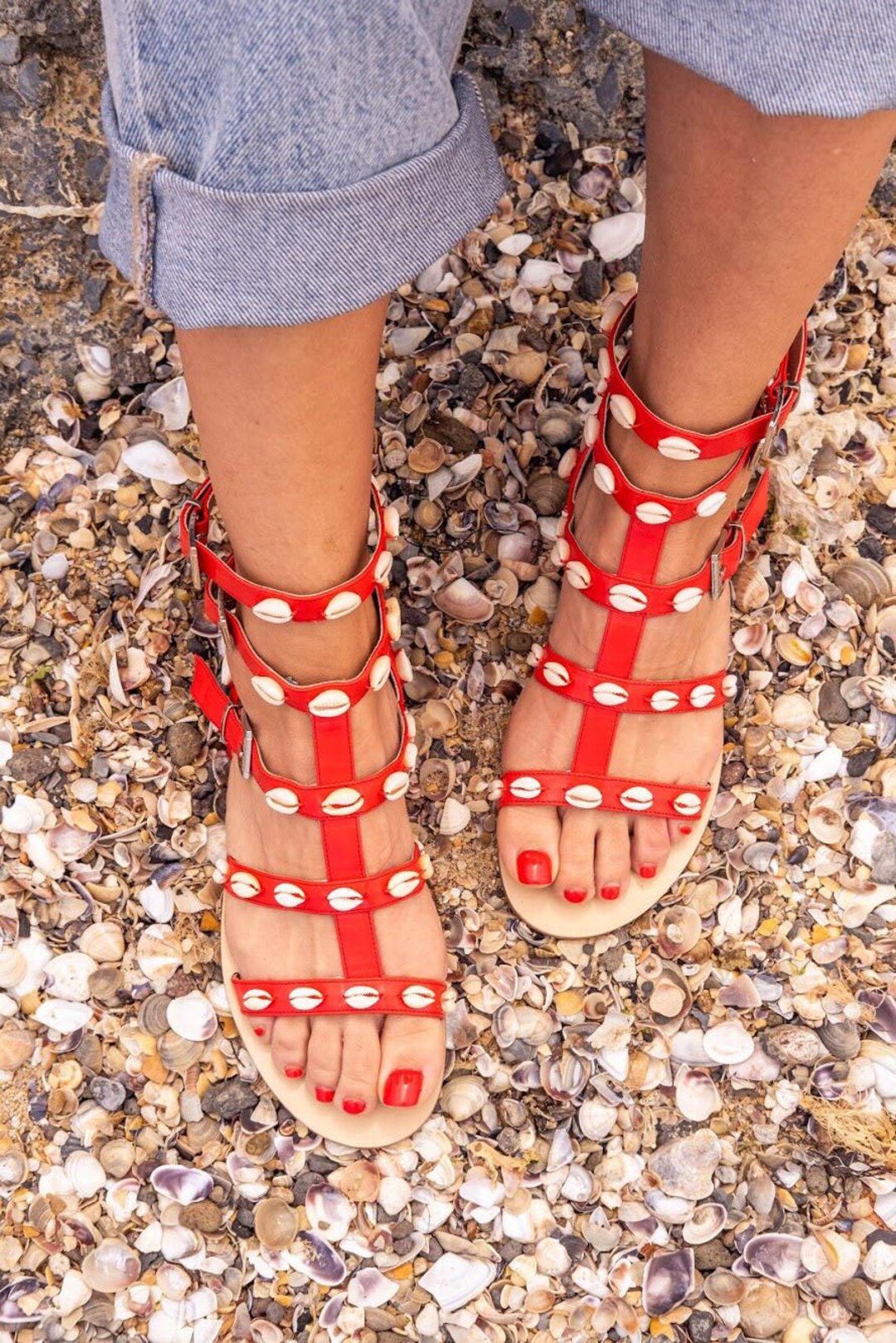 Handcrafted Leather Women's Sandal " Seashell Lover", Minimalist Shoes ...