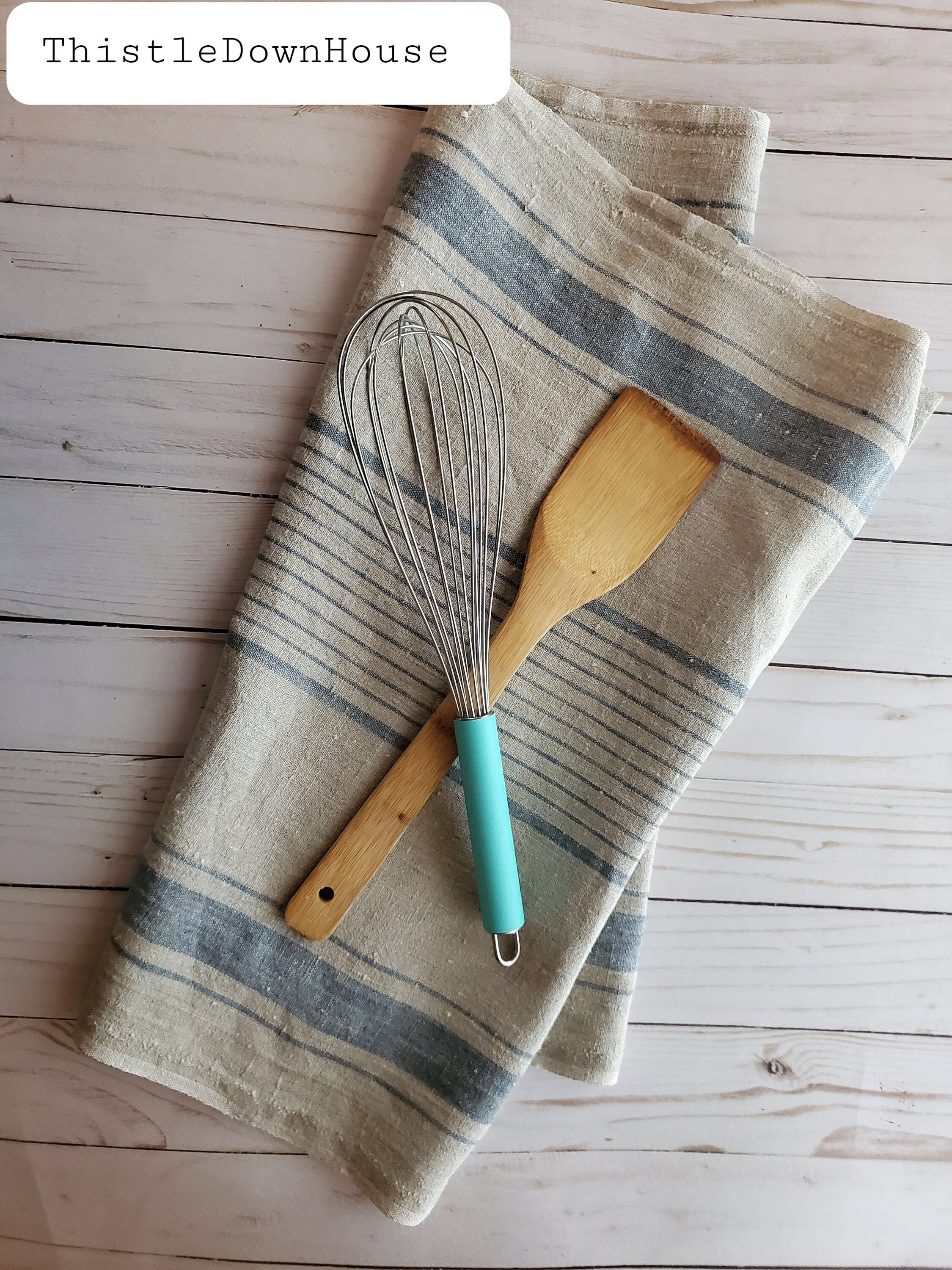 French Country Style Tea Towel With Twill Hanging Loop/french Blue ...