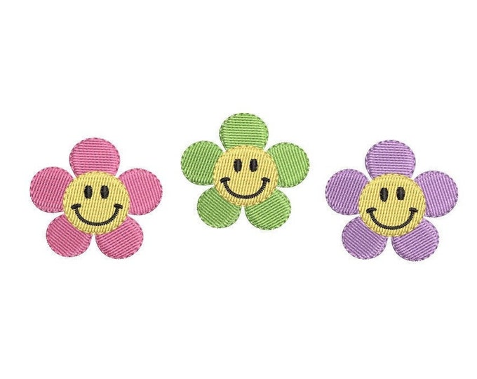 Smiley Flower Embroidery Design, Mini Flower Embroidery Design, Machine ...