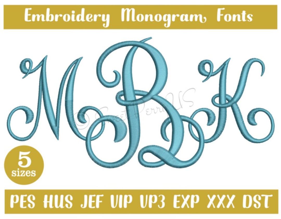 Wedding Monogram Embroidery Design, Vine Monogram Embroidery, Script ...