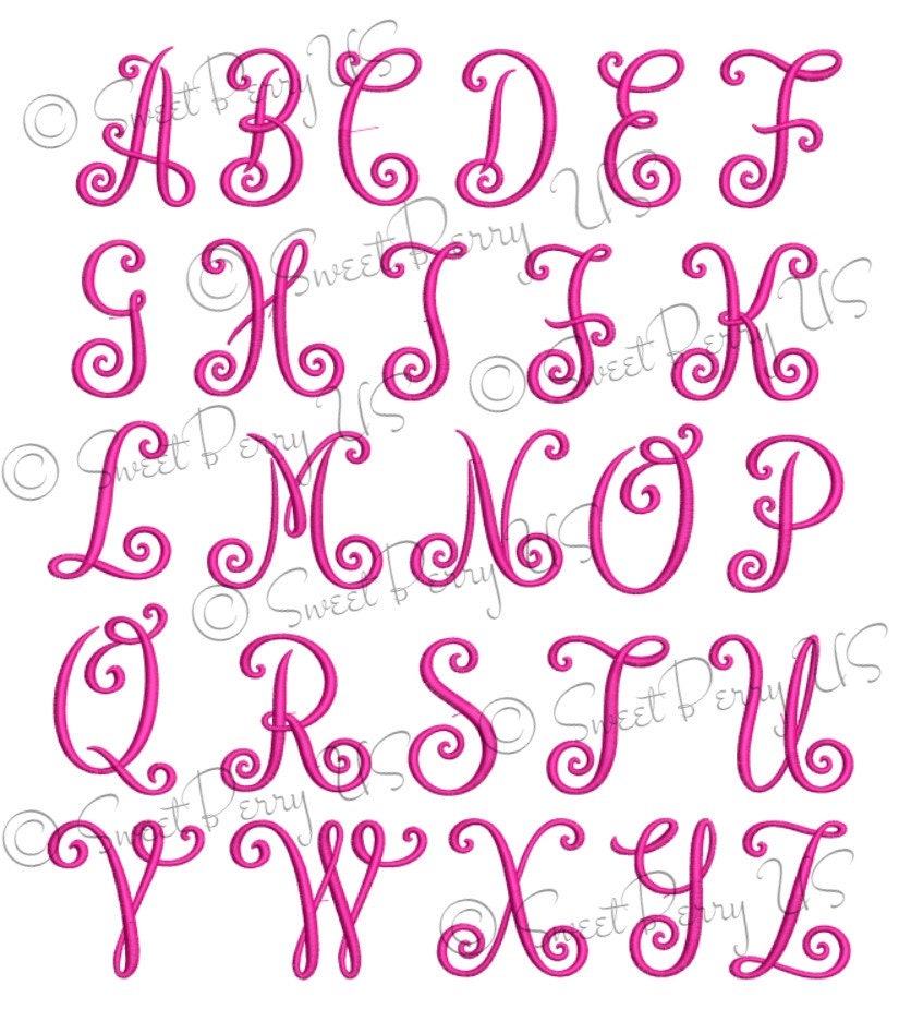 Monogram Embroidery Fonts, Machine Embroidery Fonts, Wedding Monogram ...