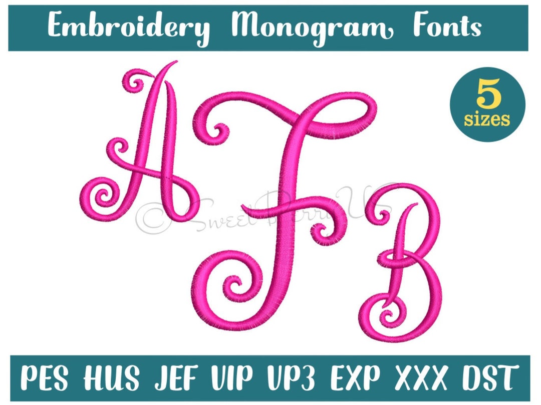 Monogram Embroidery Fonts, Machine Embroidery Fonts, Wedding Monogram ...