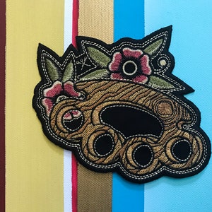 Wooden Brass Knuckles Patch Knuckle Duster & Flowers in the - Etsy