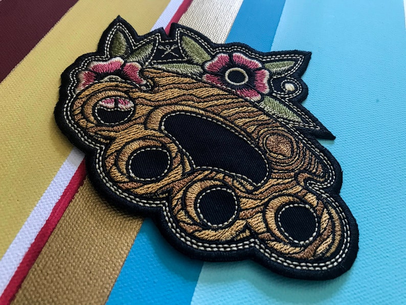 Wooden Brass Knuckles Patch Knuckle Duster & Flowers in the - Etsy