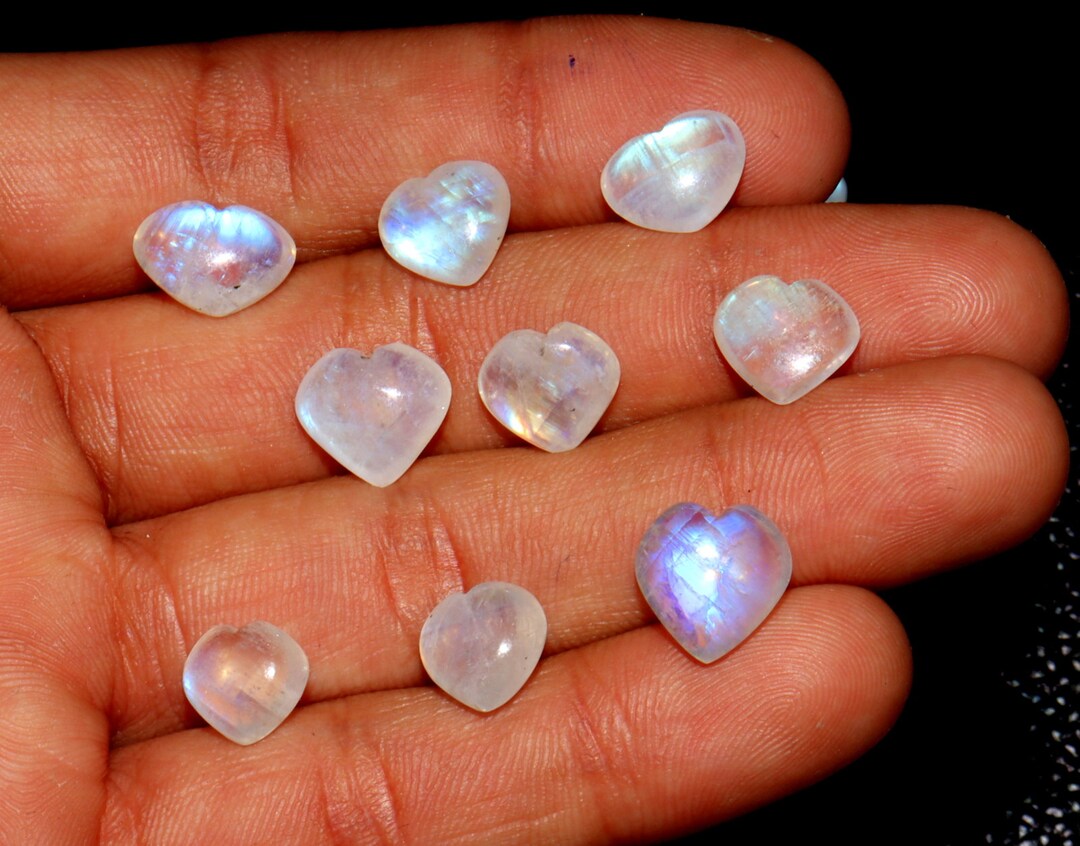 Natural White Rainbow Moonstone Hearts, Beautiful Quality Rainbow ...