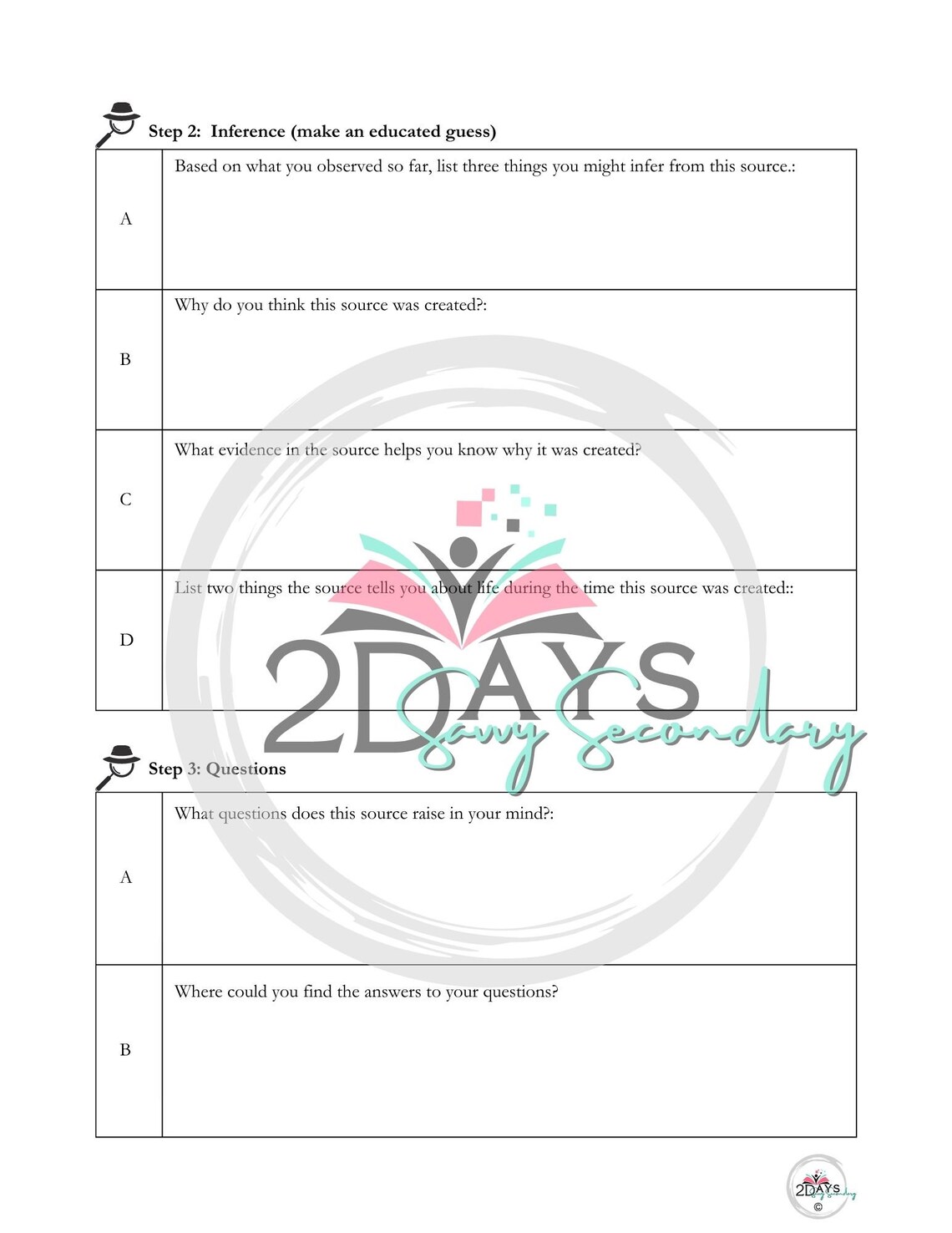 Primary Source Analysis Worksheet - Etsy