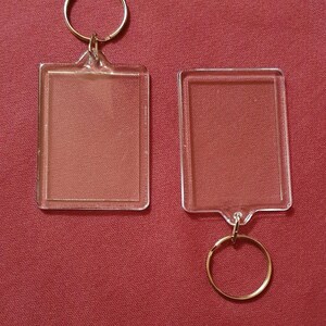 2 X Blank Keyring Acrylic Plastic Passport Photo Key Rings Craft ...