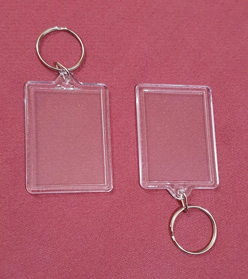 2 X Blank Keyring Acrylic Plastic Passport Photo Key Rings Craft ...