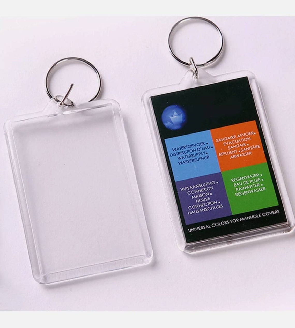 2 X Blank Keyring Acrylic Plastic Passport Photo Key Rings Craft ...