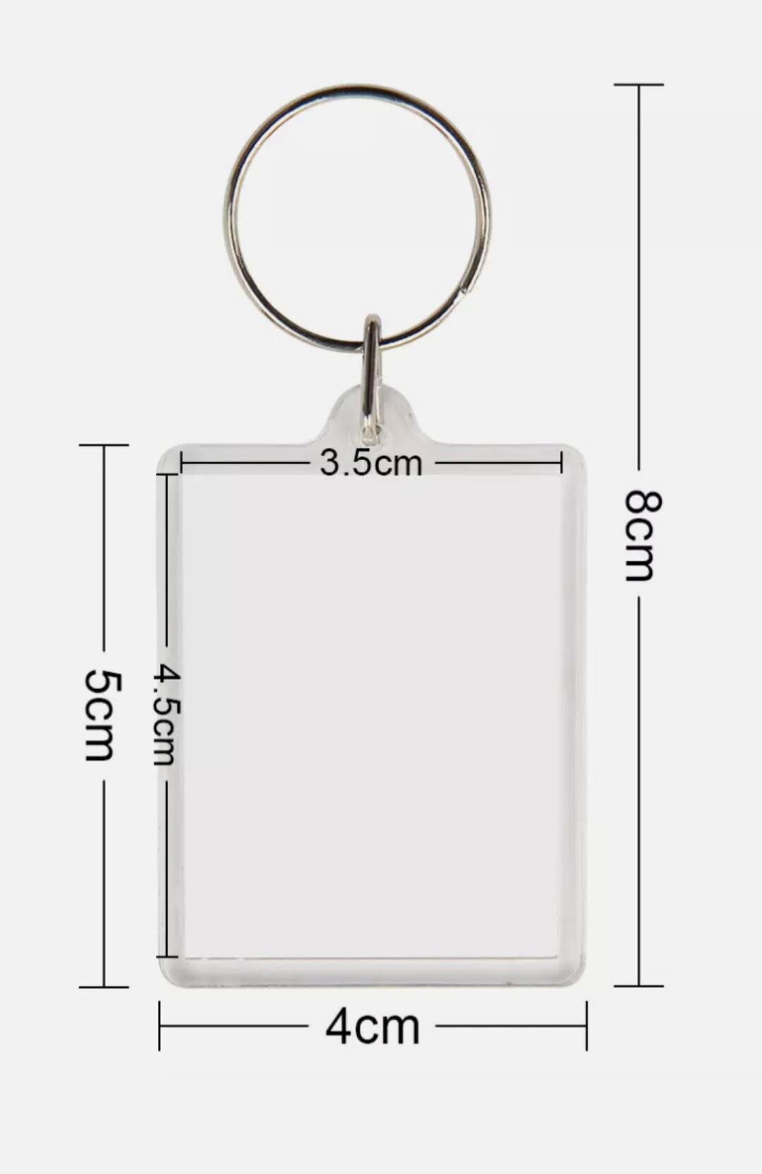2 X Blank Keyring Acrylic Plastic Passport Photo Key Rings Craft ...