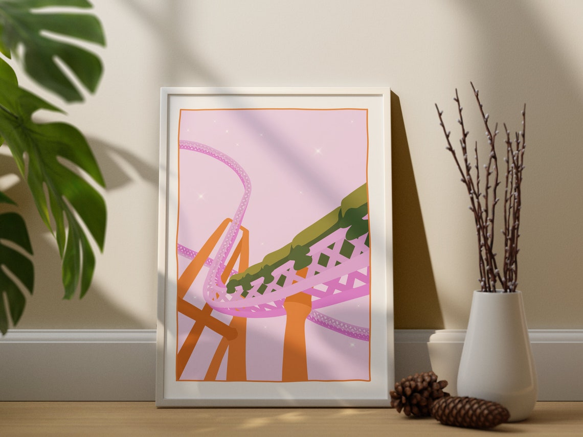 Retro Wall Art | Roller Coaster | Wall Decor | Digital Download Print ...