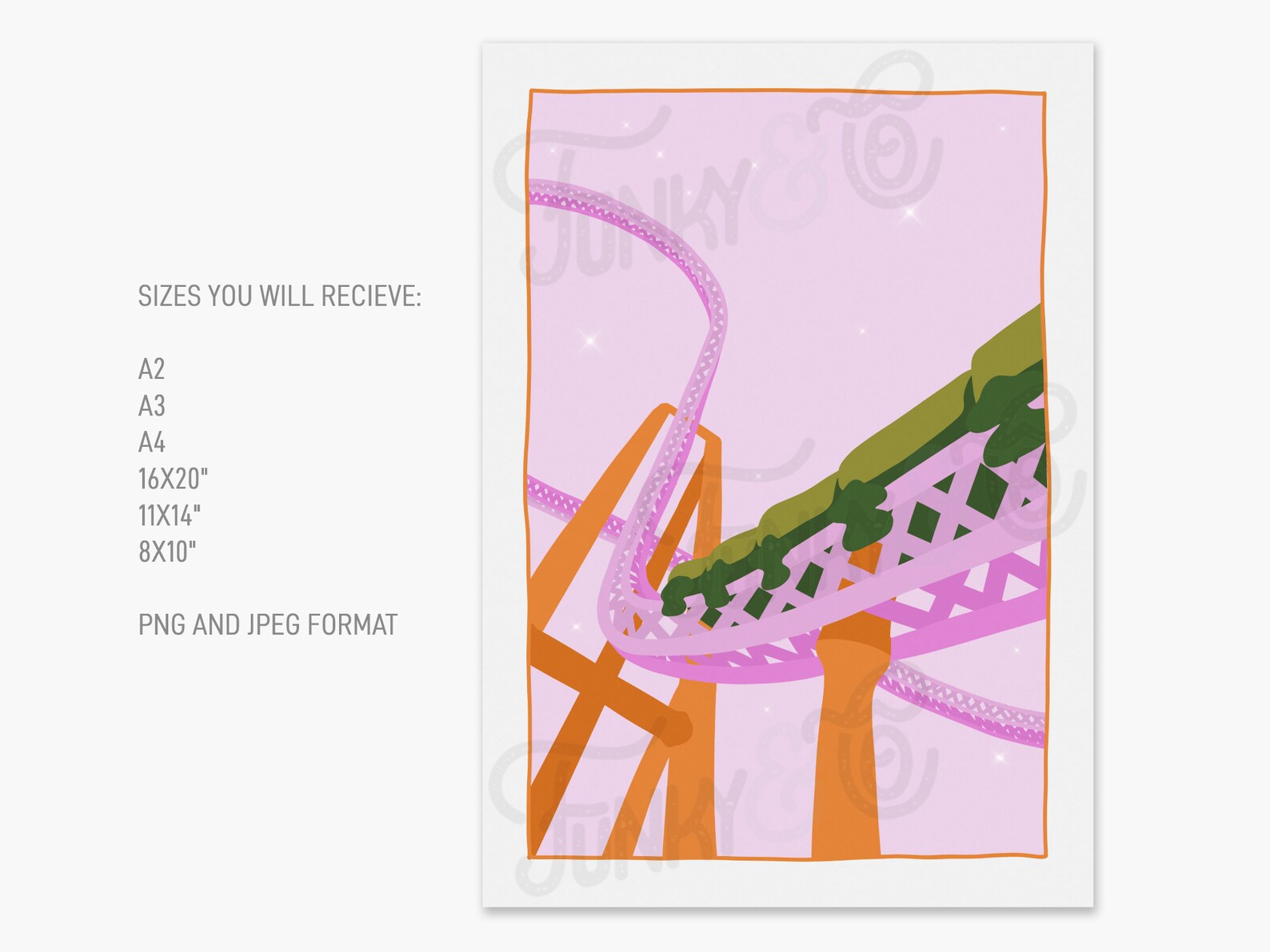 Retro Wall Art | Roller Coaster | Wall Decor | Digital Download Print ...