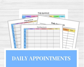 Daily Appointments Pink Printable Editable Appointment Sheet | Etsy