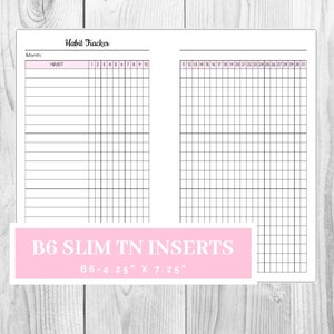 B6 Slim Habit Tracker TN Inserts Printable Daily Habits Travelers Notebook Instant Download - Etsy
