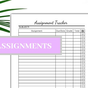 Assignment Tracker Printable Editable - Grade Tracker-pdf - Homework ...
