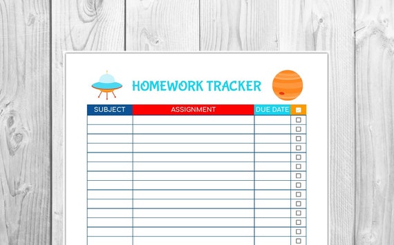 Kids Homework Tracker Assignment Tracker Grade Tracker | Etsy