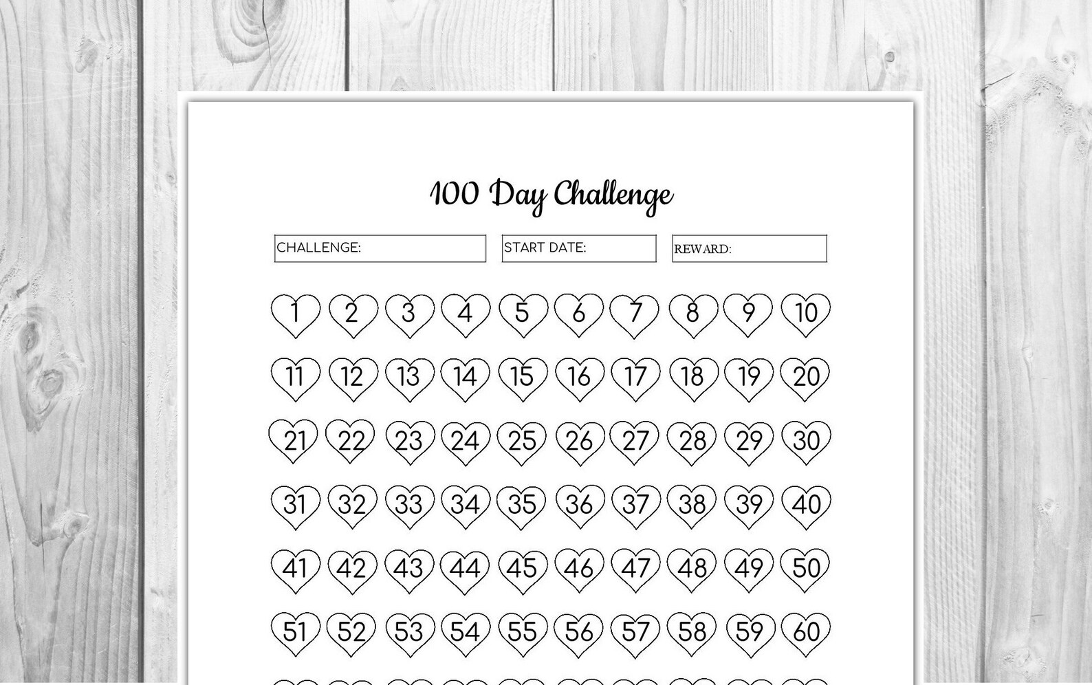 100 Day Challenge Printable Habit Tracker Daily Habits - Etsy