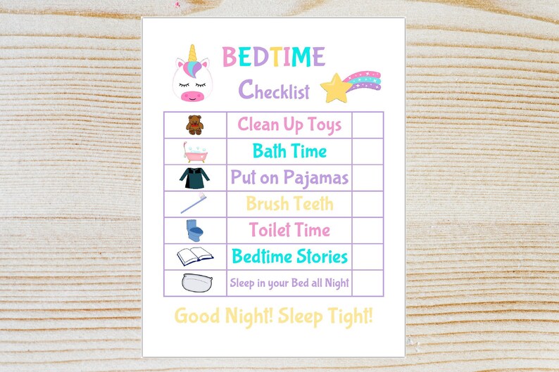 Kids Routine Unicorn Morning/bedtime Checklist Printable | Chore Chart ...